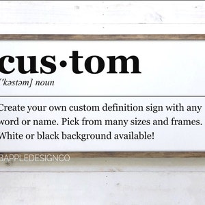 Word Definition Art, Custom Definition Word Sign, Personalized ...