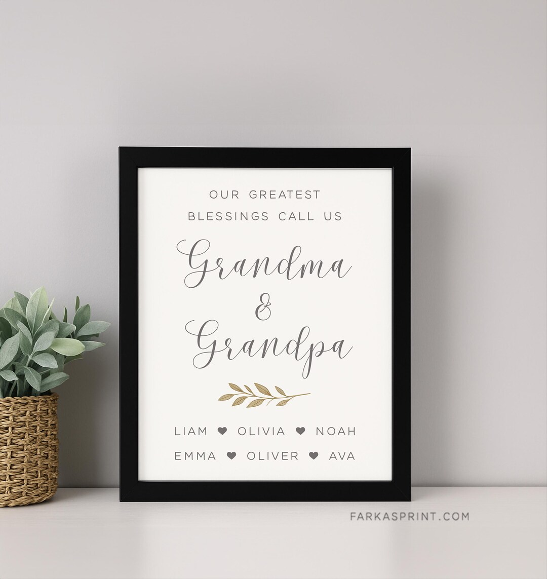 Personalized Grandparent Names Print, Custom Grandkids Wall Art - Etsy