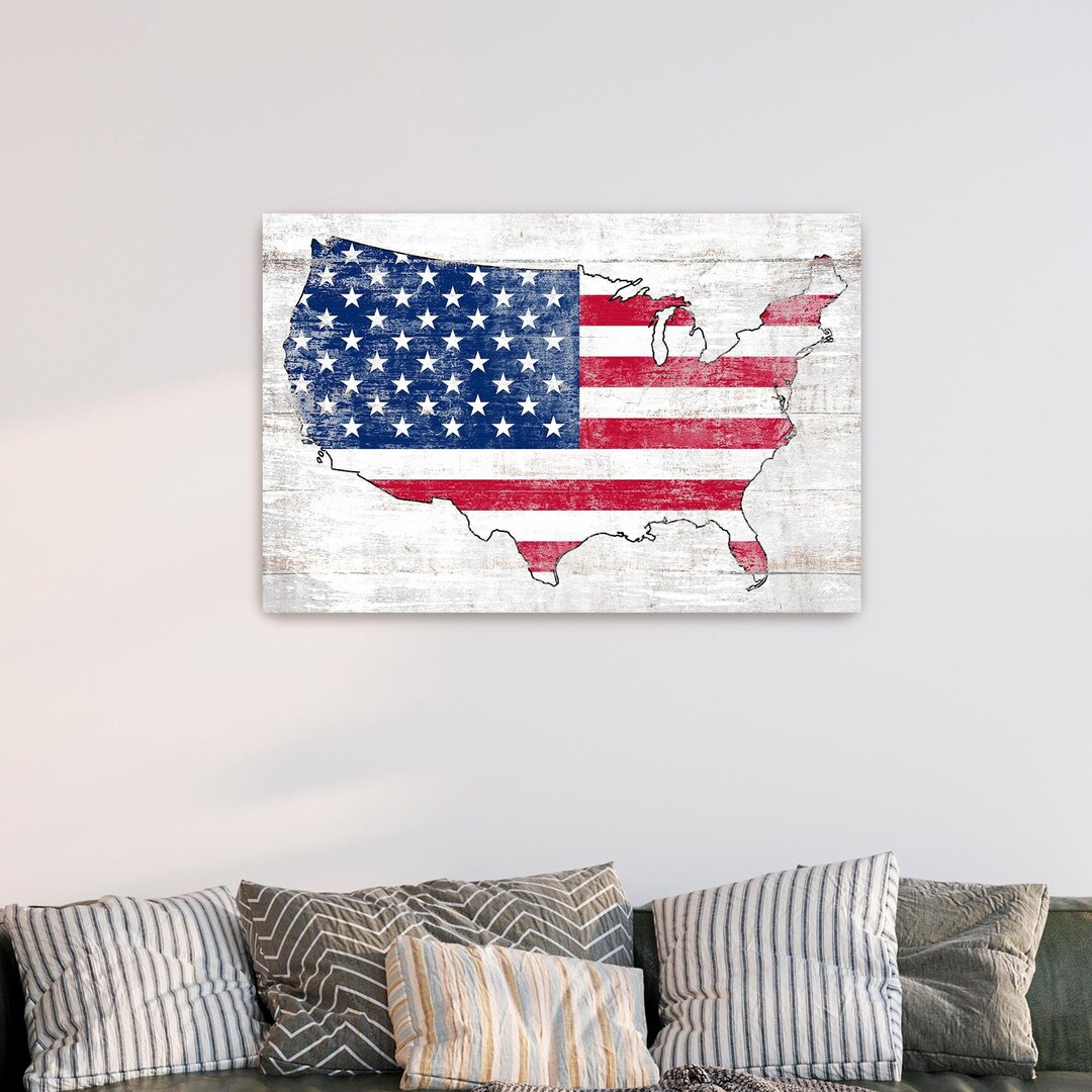 Rustic USA Map Sign, Red White & Blue Wall Art, Patriotic Home Decor ...