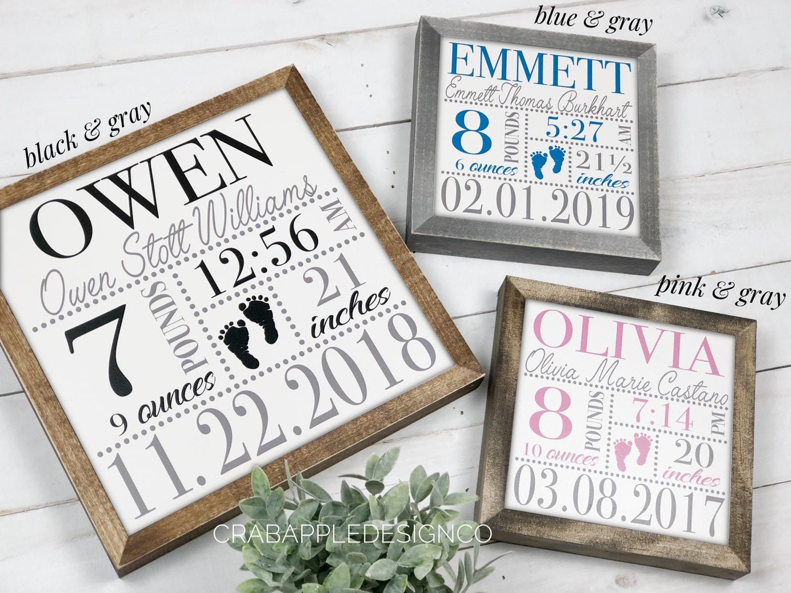 Craft Supplies & Tools Birth Announcement Sign New Baby Boy Gift cadre ...