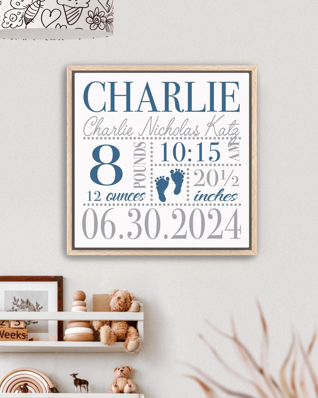 Baby Birth Stats Sign Personalized Nursery Wall Art Newborn Keepsake ...