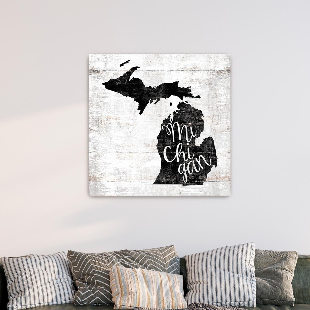 Michigan State Sign Great Lakes Cabin and Coastal Home Decor Rustic USA ...
