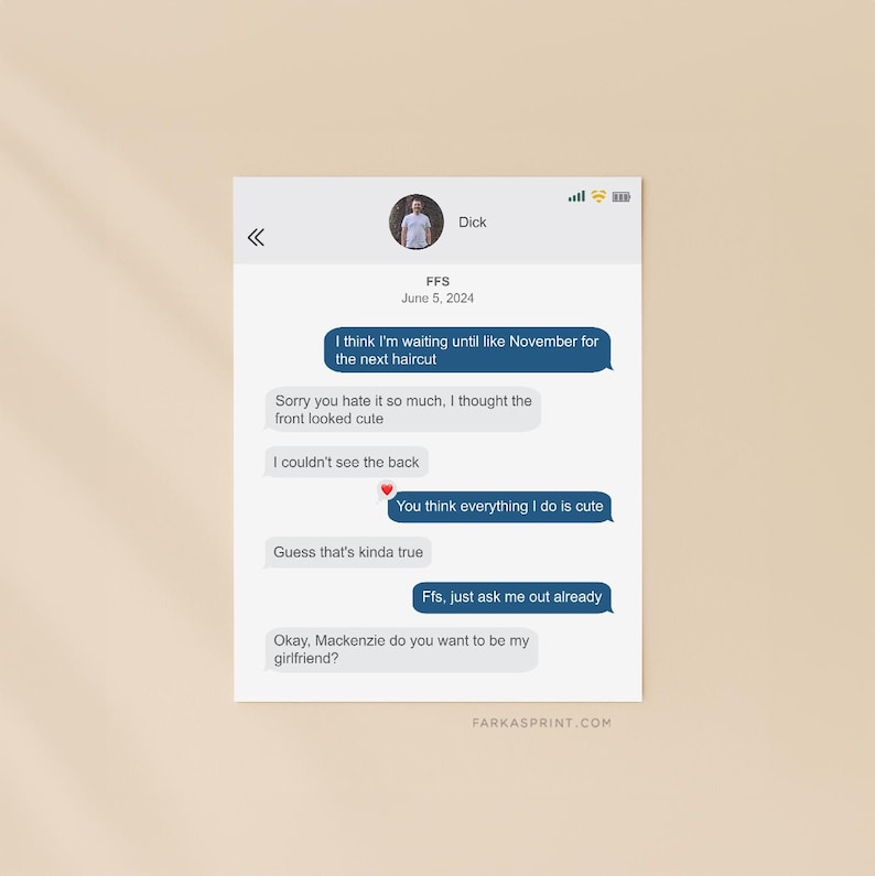 Custom Text Message Art Print: Personalized Conversation Keepsake - Etsy