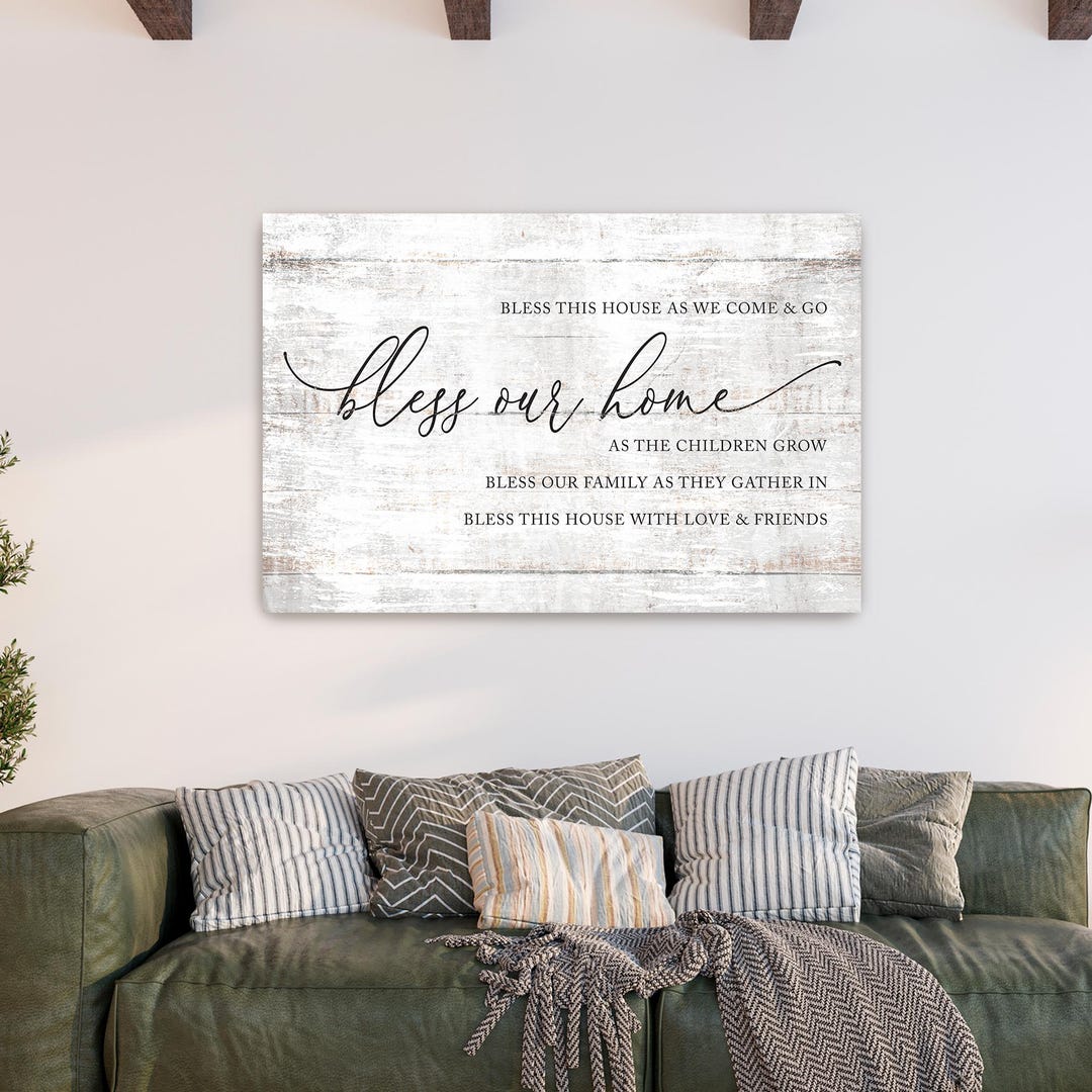 Bless Our Home Rustic Farmhouse Wall Art Uplifting Inspirational Quote ...