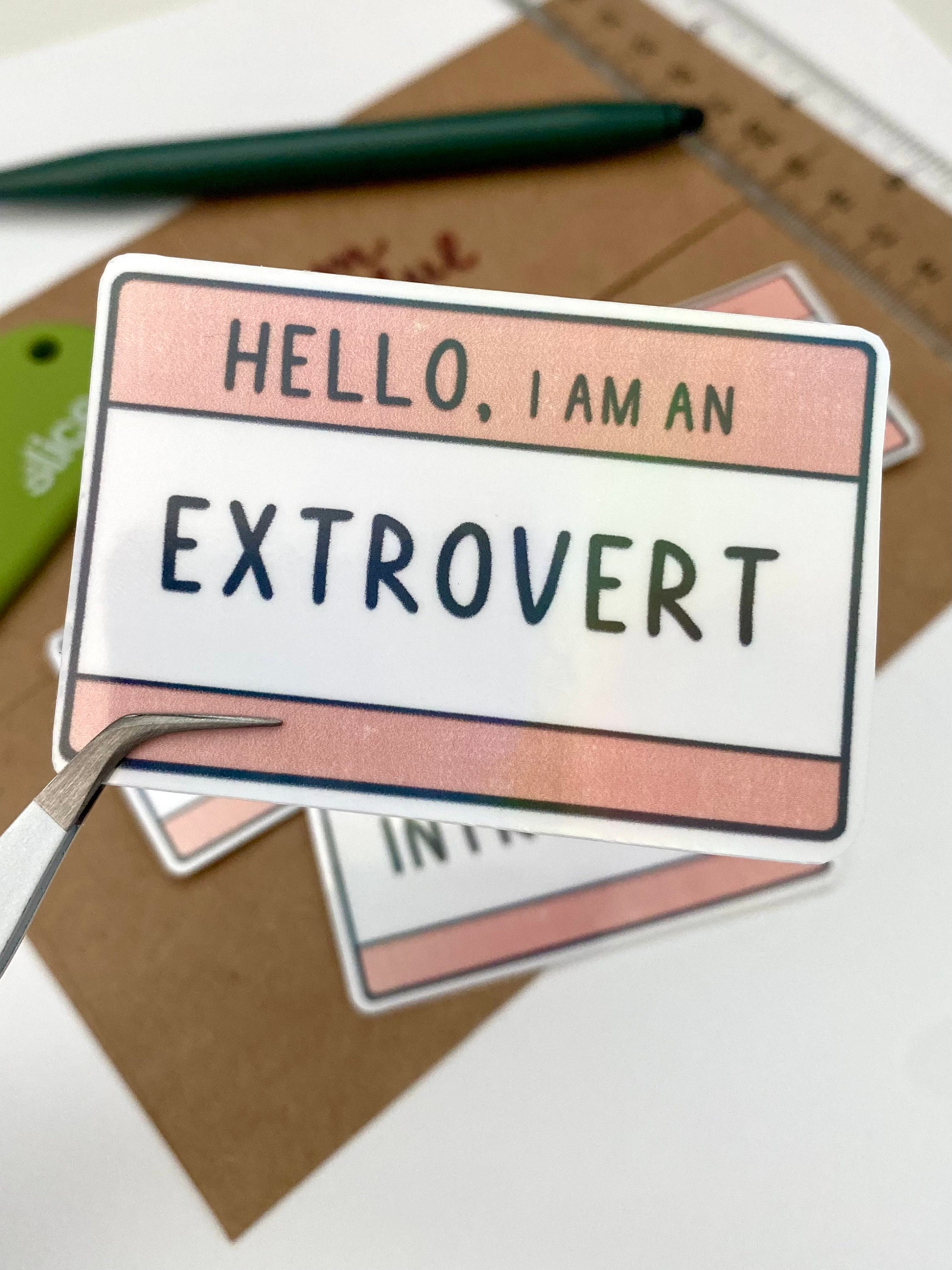 Hello I Am an Introvert Extrovert Clear Holographic Sticker ...