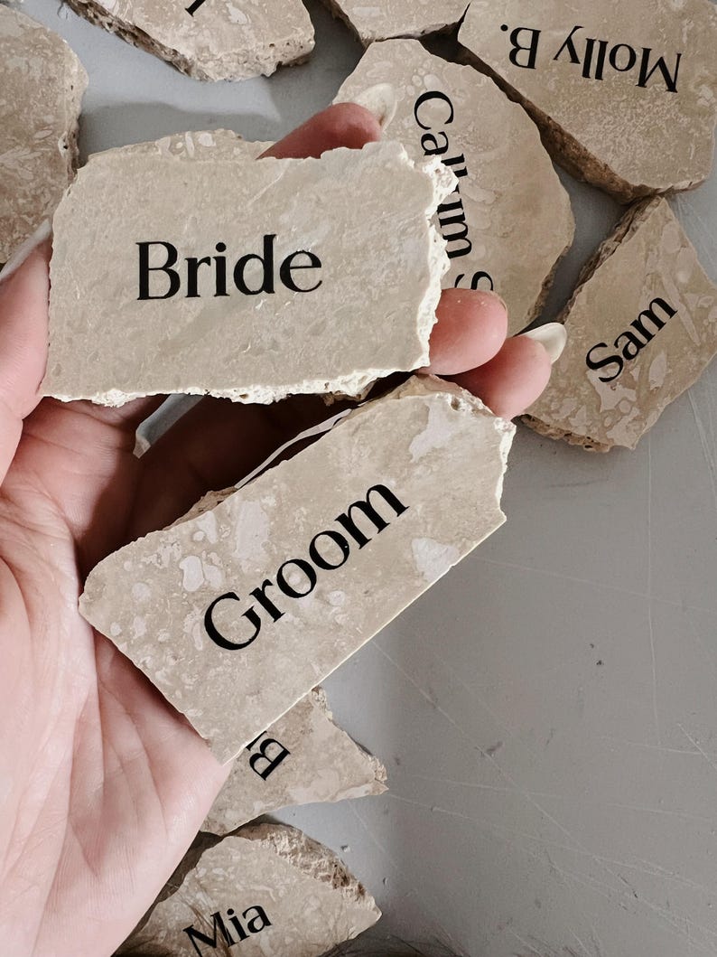 Sunset Travertine Place Cards | Wedding Signs | Event Signs | Custom ...