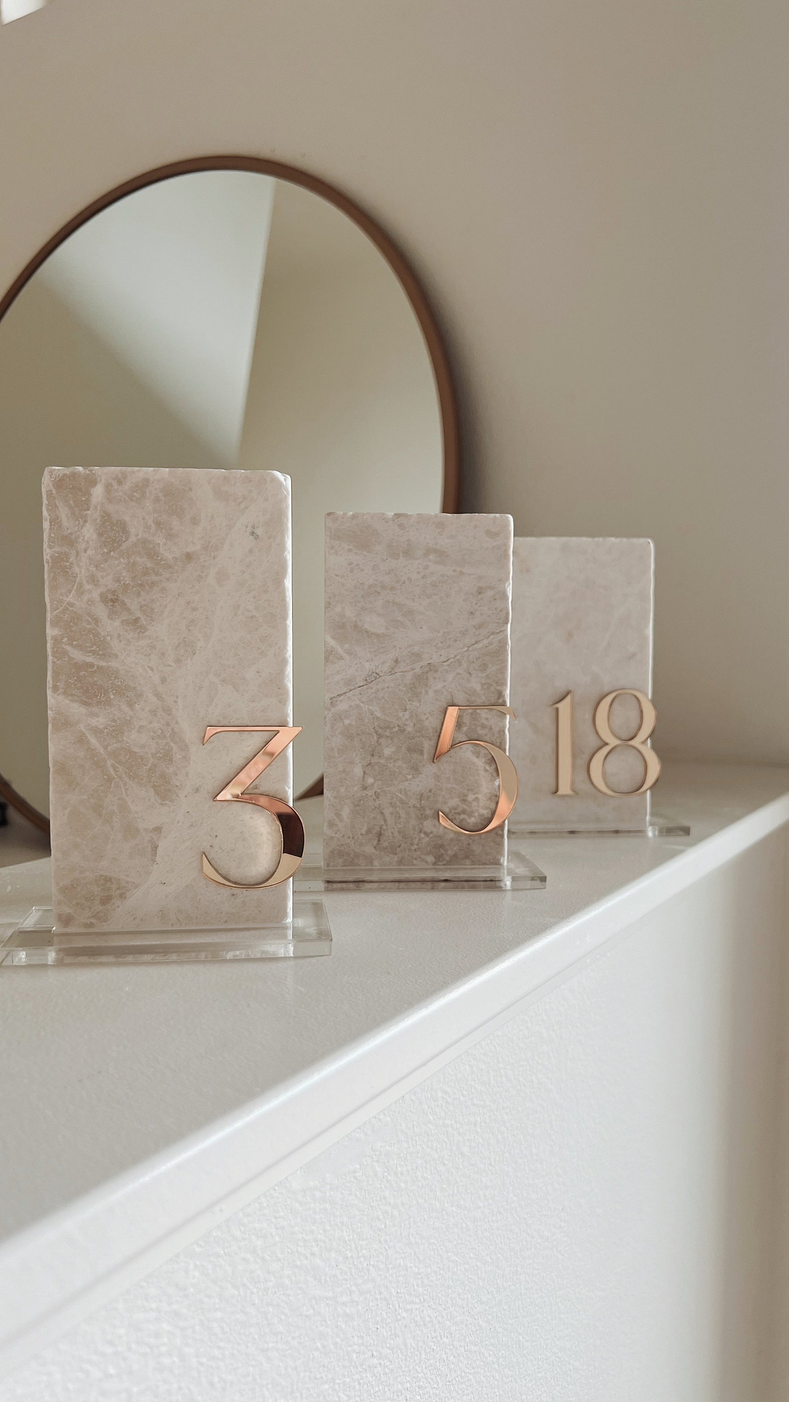 Daylight Marble and Acrylic Table Numbers | Wedding Signs | Event Signs ...