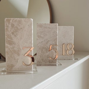 Daylight Marble and Acrylic Table Numbers | Wedding Signs | Event Signs ...