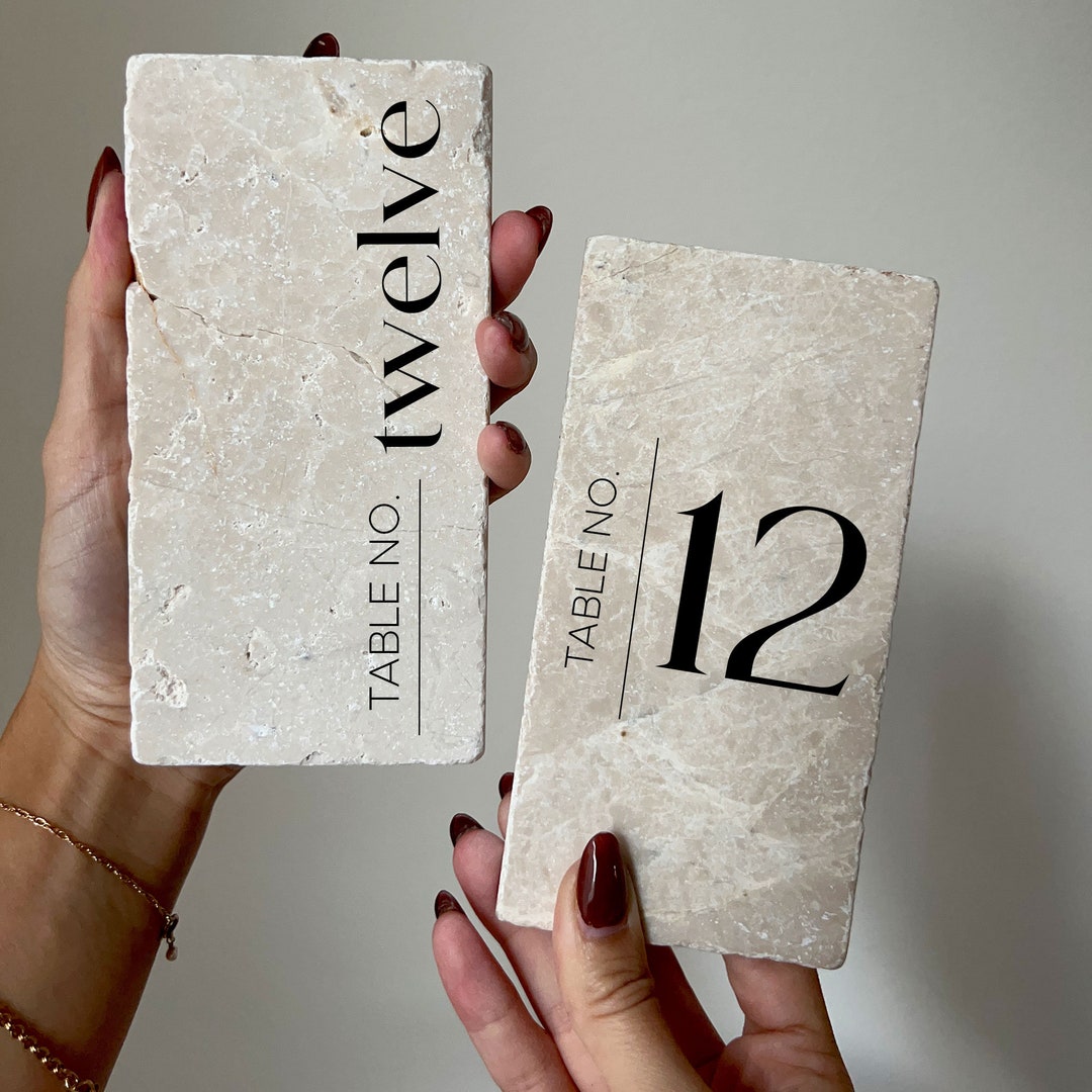 Daylight Marble Table Numbers | Wedding Signs | Event Signs | Custom ...