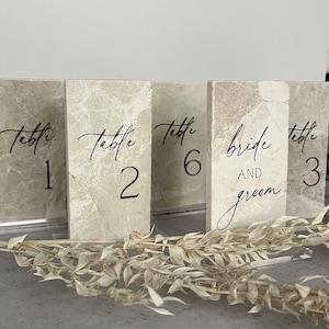 Daylight Marble Table Numbers | Wedding Signs | Event Signs | Custom ...