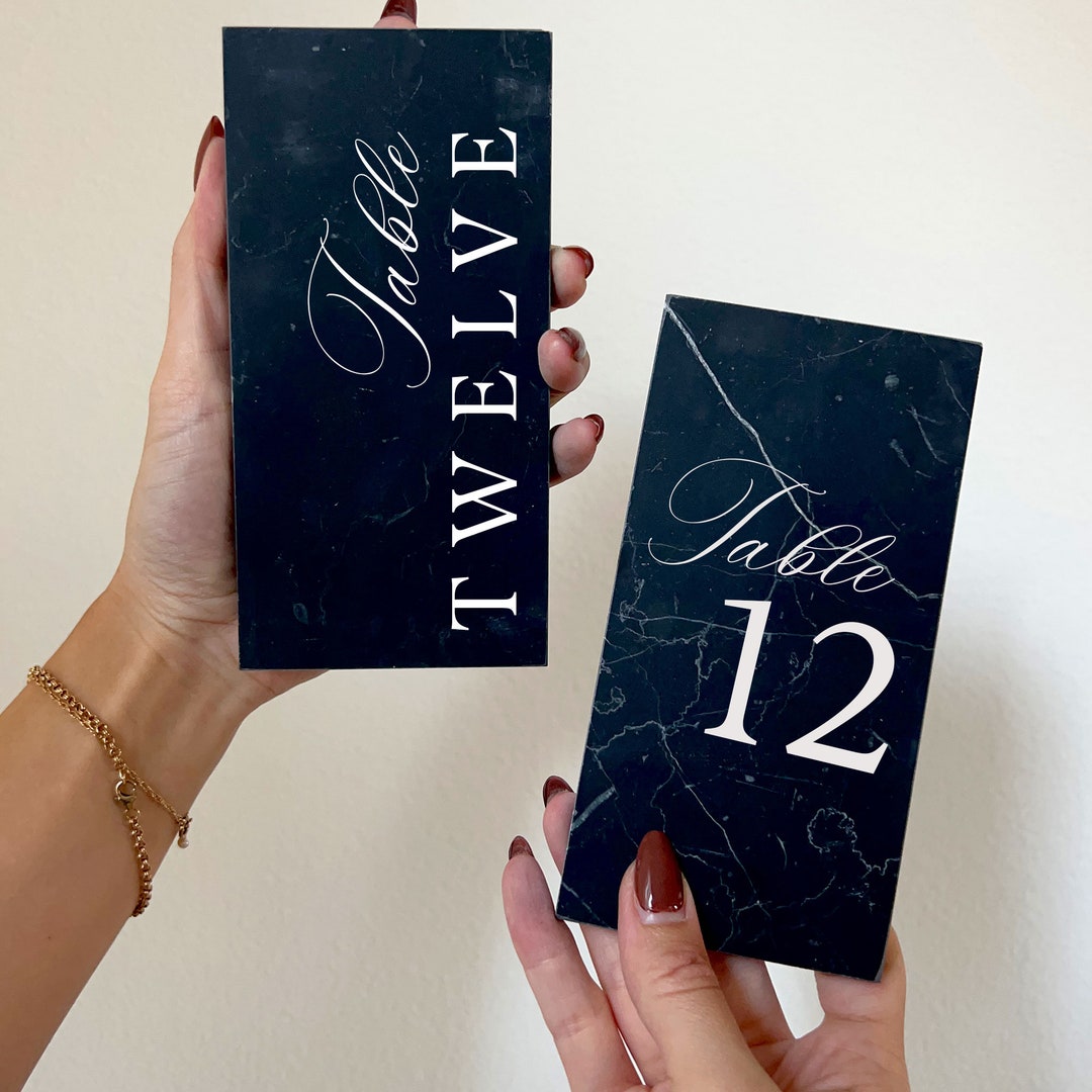 Midnight Marble Table Numbers | Wedding Signs | Event Signs | Custom ...