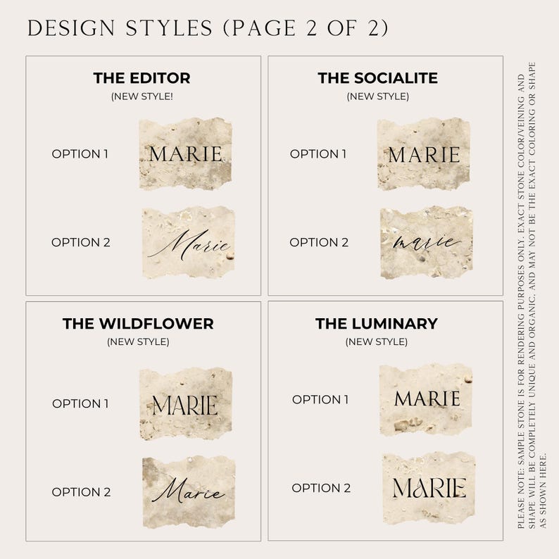 Sunset Travertine Place Cards | Wedding Signs | Event Signs | Custom ...