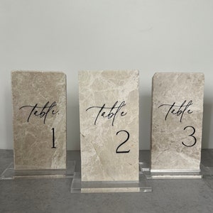 Daylight Marble Table Numbers | Wedding Signs | Event Signs | Custom ...