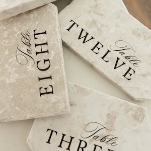 Daylight Marble Table Numbers | Wedding Signs | Event Signs | Custom ...