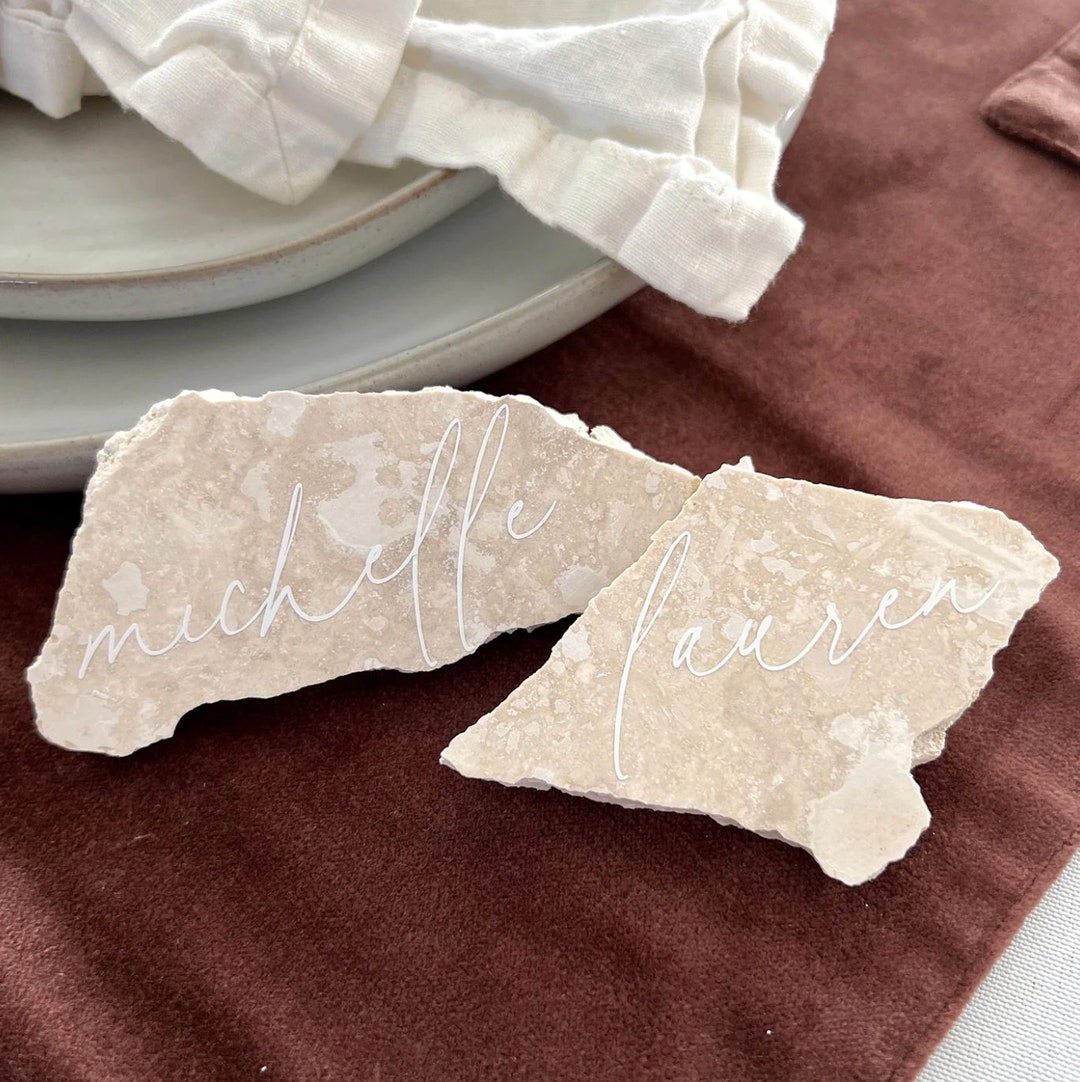 Sunset Travertine Place Cards | Wedding Signs | Event Signs | Custom ...