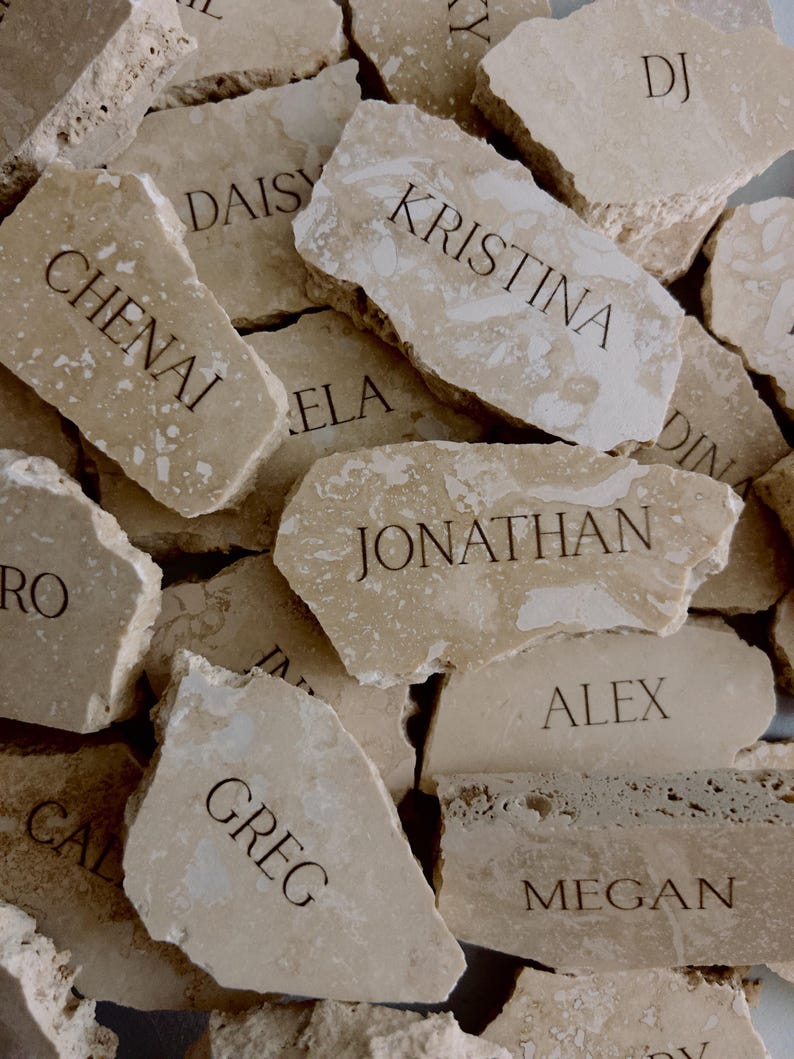 Sunset Travertine Place Cards | Wedding Signs | Event Signs | Custom ...