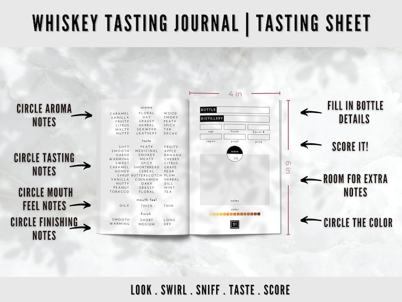 Whiskey Tasting Journal Leather Look | Whiskey Tasting | Gifts for Him ...