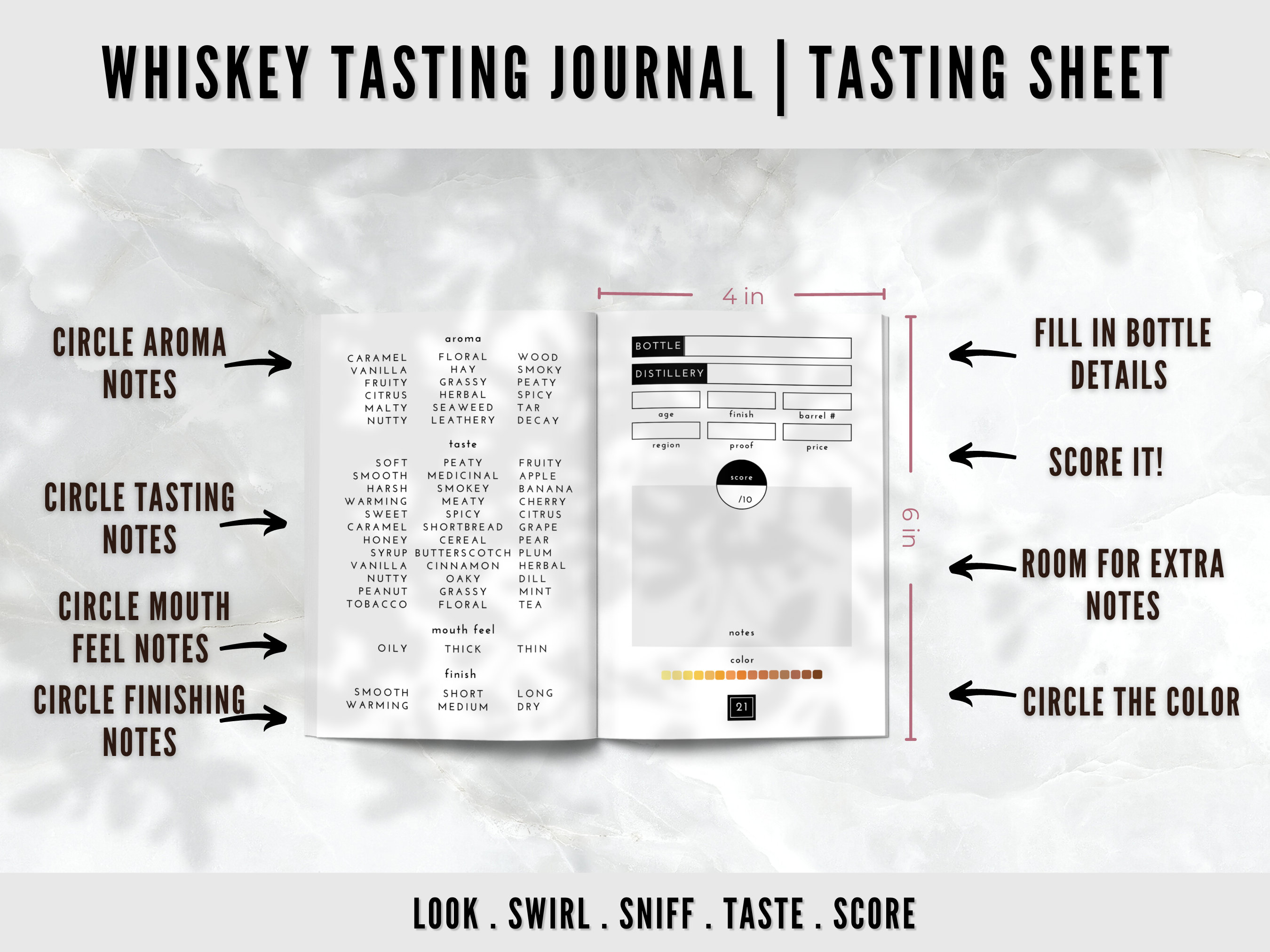 Whiskey Tasting Journal Leather Look | Whiskey Tasting | Gifts for Him ...