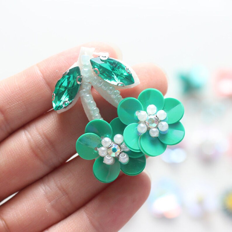 50Pcs beatiful mixed color 3D rhinestone Flower Appliqued For | Etsy