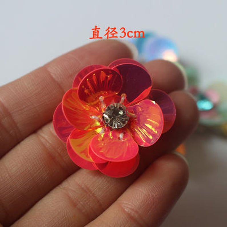 50pcs Beatiful Mixed Color 3D Rhinestone Flower Appliqued for Sewing ...