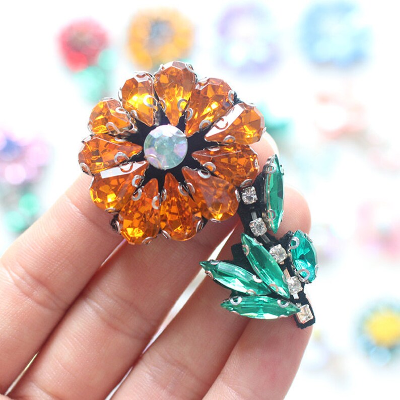 50pcs Beatiful Mixed Color 3D Rhinestone Flower Appliqued for Sewing ...