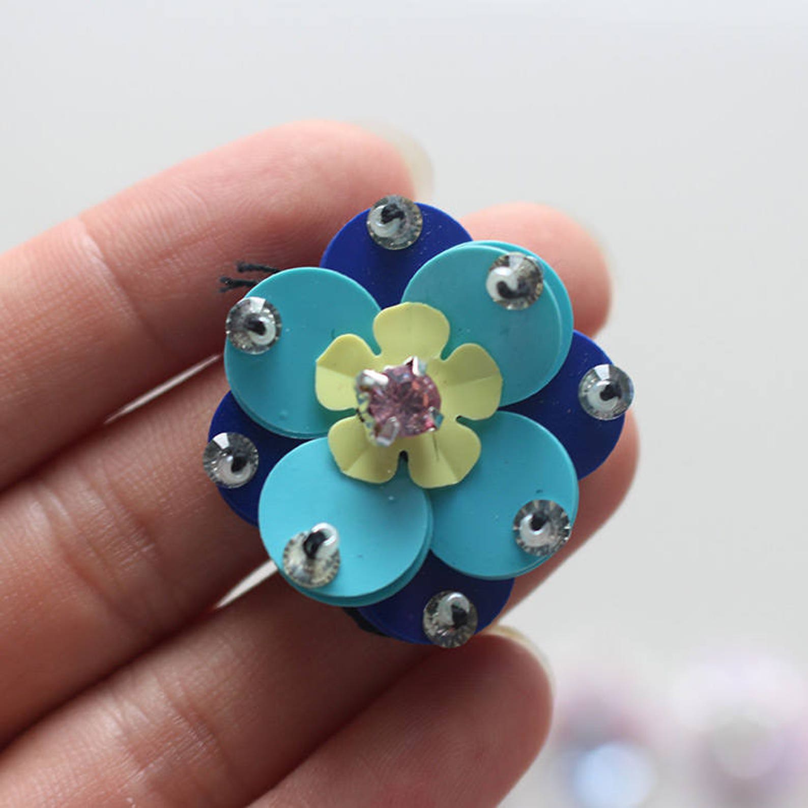 50pcs Beatiful Mixed Color 3D Rhinestone Flower Appliqued for Sewing ...