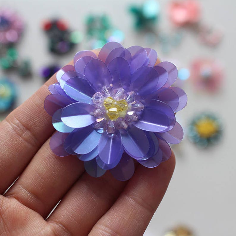 50pcs Beatiful Mixed Color 3D Rhinestone Flower Appliqued for Sewing ...