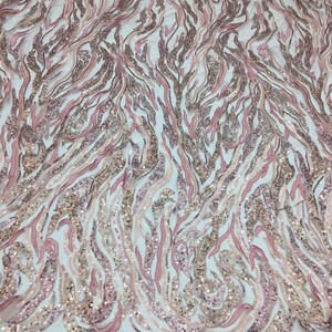 5Y Hot Lace Fabric Multicolour Overlap Sequins on Mesh Embroidery ...