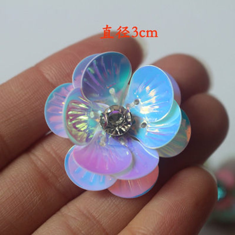 50pcs Beatiful Mixed Color 3D Rhinestone Flower Appliqued for - Etsy