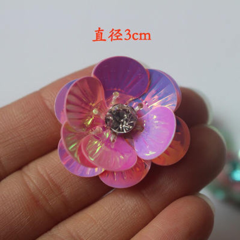 50pcs Beatiful Mixed Color 3D Rhinestone Flower Appliqued for Sewing ...