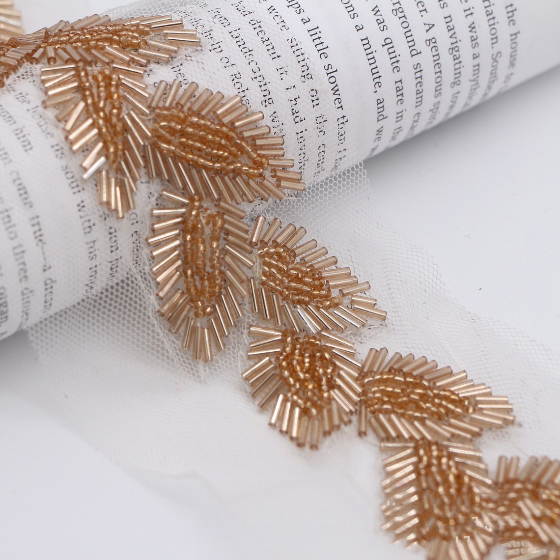 5yards Heavy Bead Trim With Retro Leaves Style Beads Trimming | Etsy