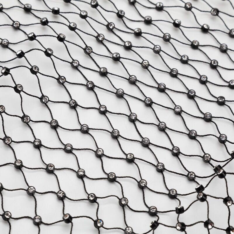 2yards Black& White Rhinestone Fishnet37 Rows Elastic Beads - Etsy