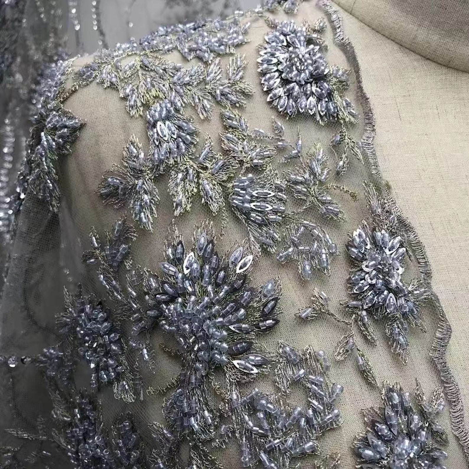 Handmade Beaded Lace Fabric Heavy Beading Lace Fabric Luxury - Etsy