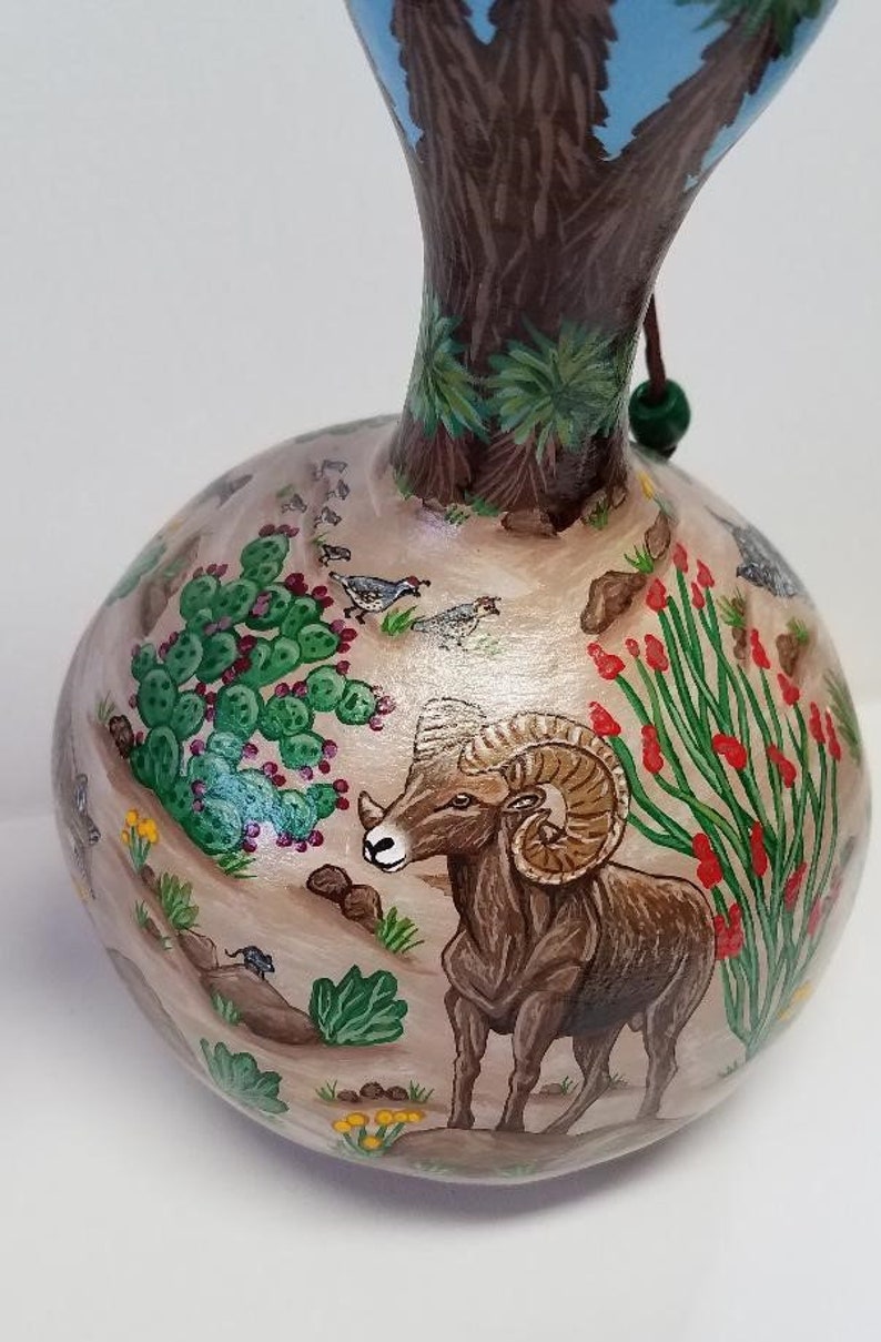 Hand Painted Gourd Handmade Desert Scene Bighorn Sheep - Etsy