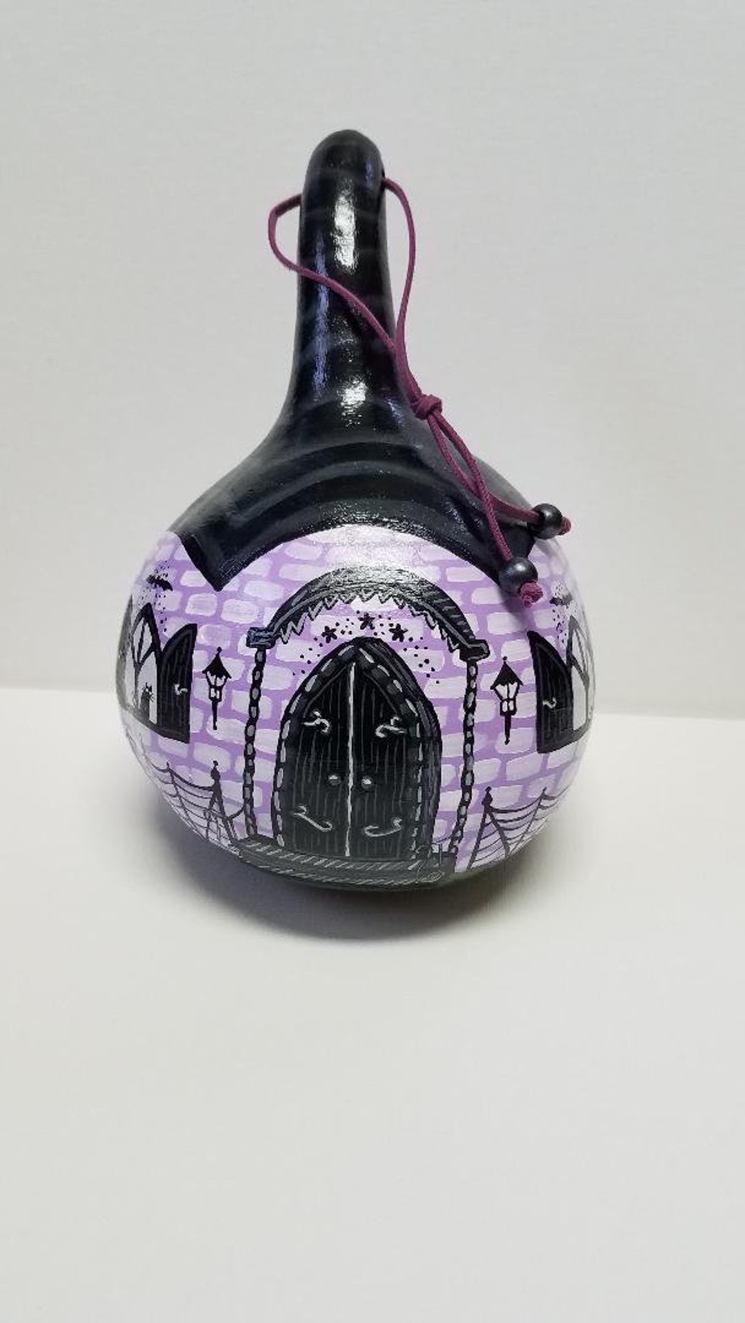 Hand Painted Halloween House Gourd Handmade Holiday Spooky - Etsy