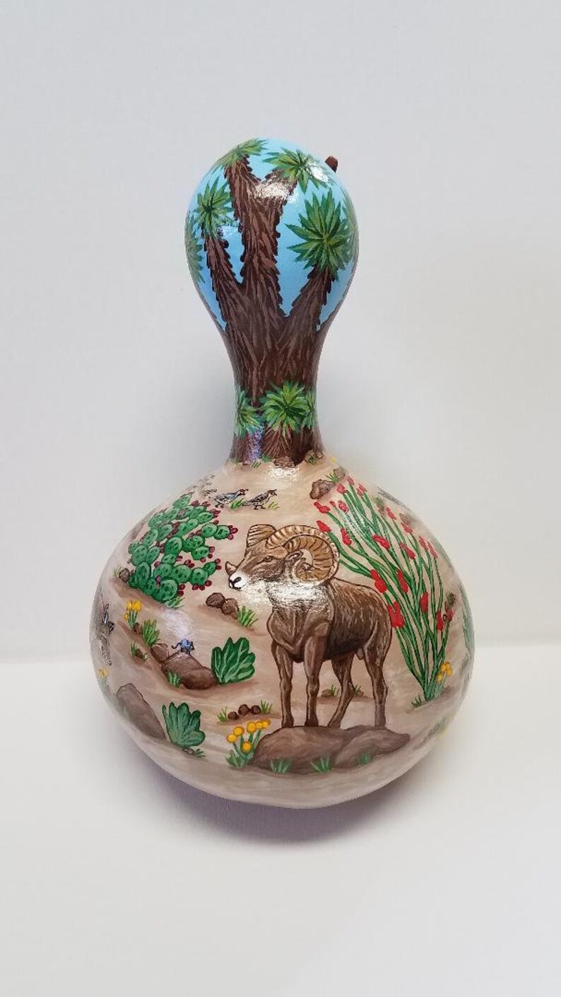 Hand Painted Gourd Handmade Desert Scene Bighorn Sheep - Etsy