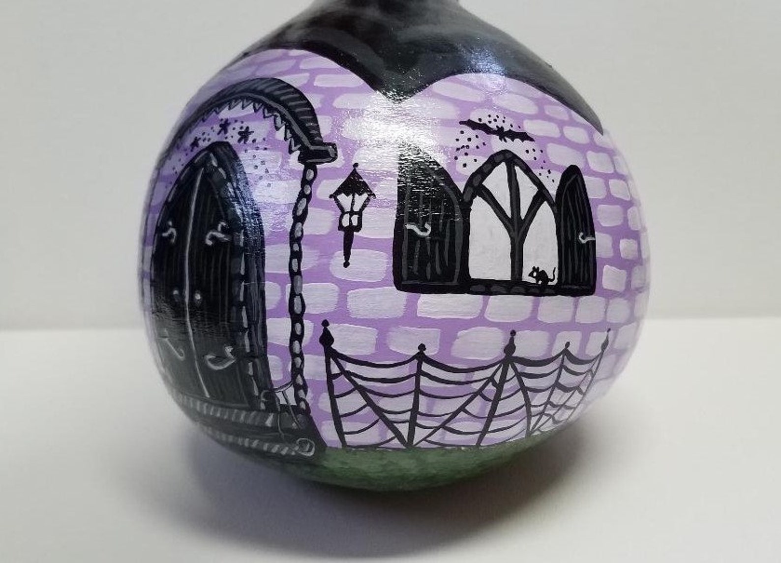 Hand Painted Halloween House Gourd Handmade Holiday Spooky - Etsy