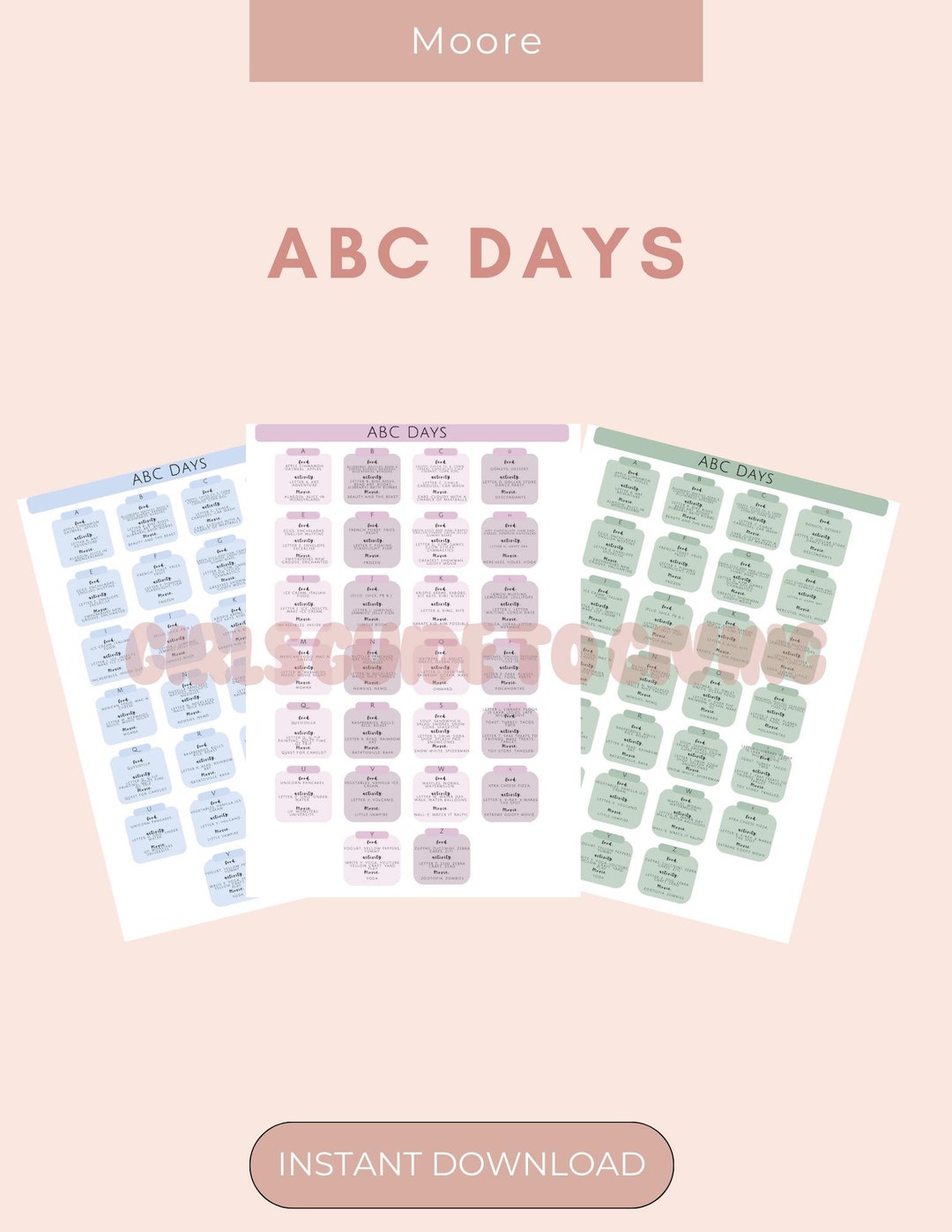ABC DAYS PRINTABLE - Etsy