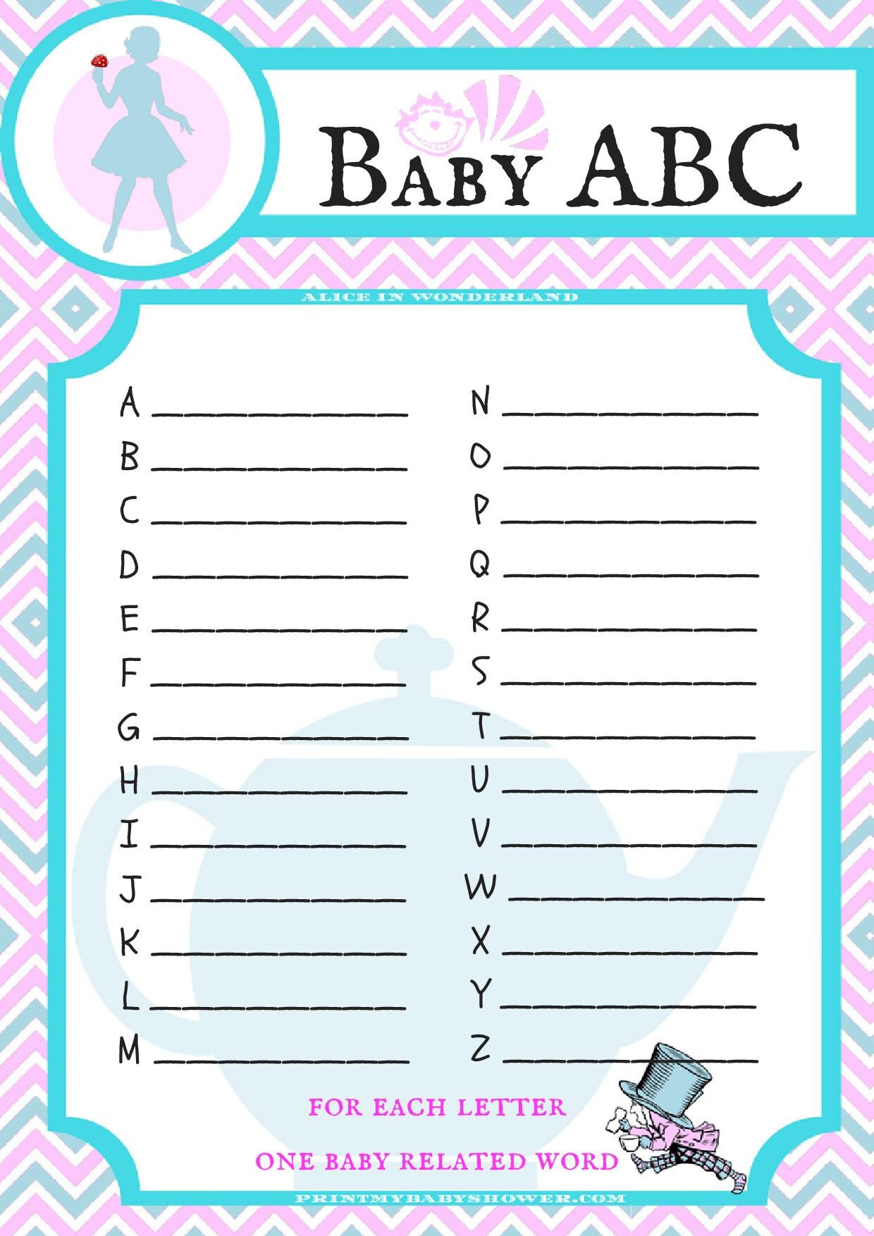 Alice in Wonderland Baby Shower Games - Etsy