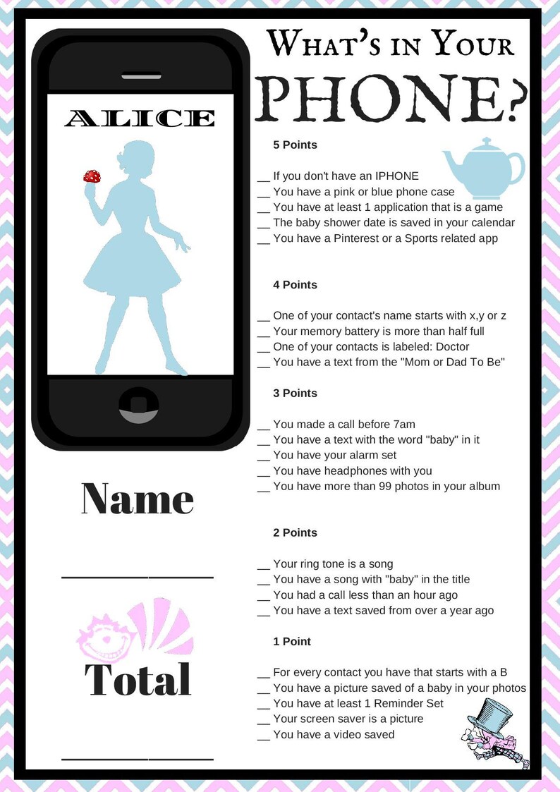 Alice in Wonderland Baby Shower Games - Etsy