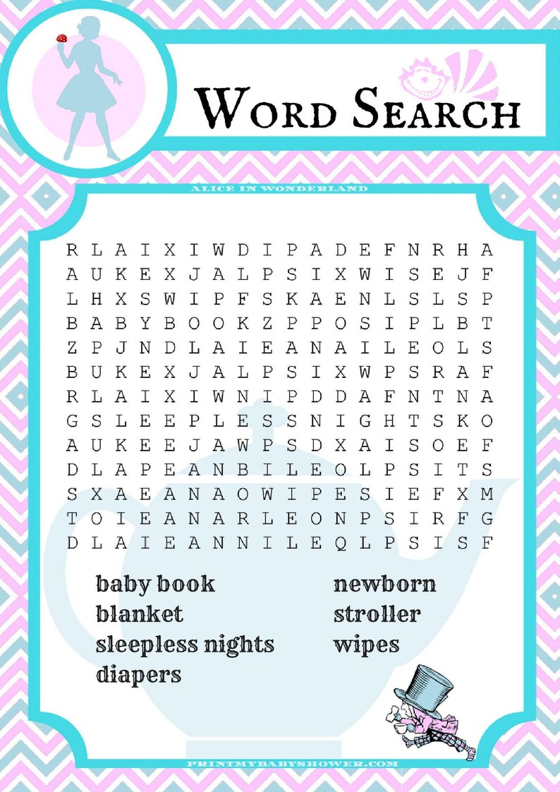 Alice in Wonderland Baby Shower Games - Etsy