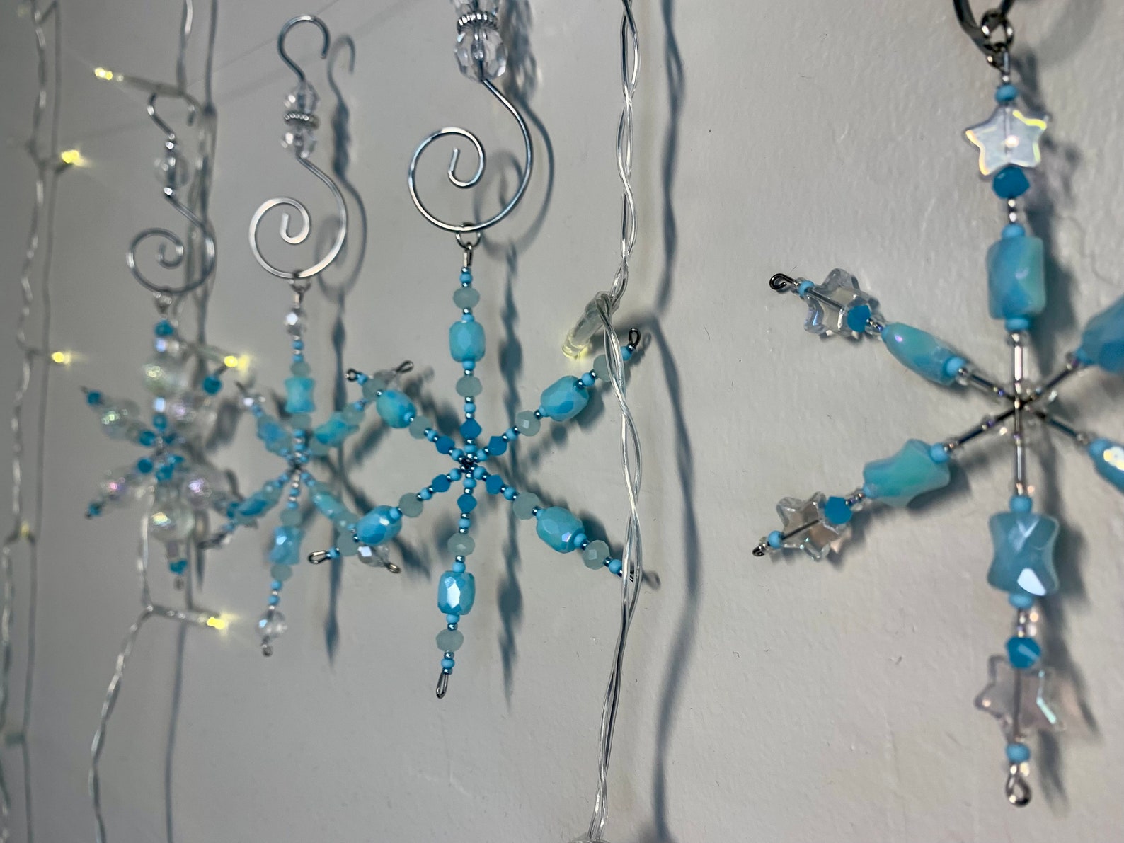 Light Blue and White Crystal Snowflake Set of 4 - Etsy