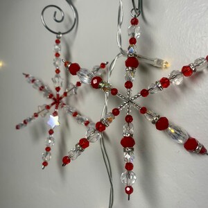 Red and Crystal Snowflake Set of 4 - Etsy