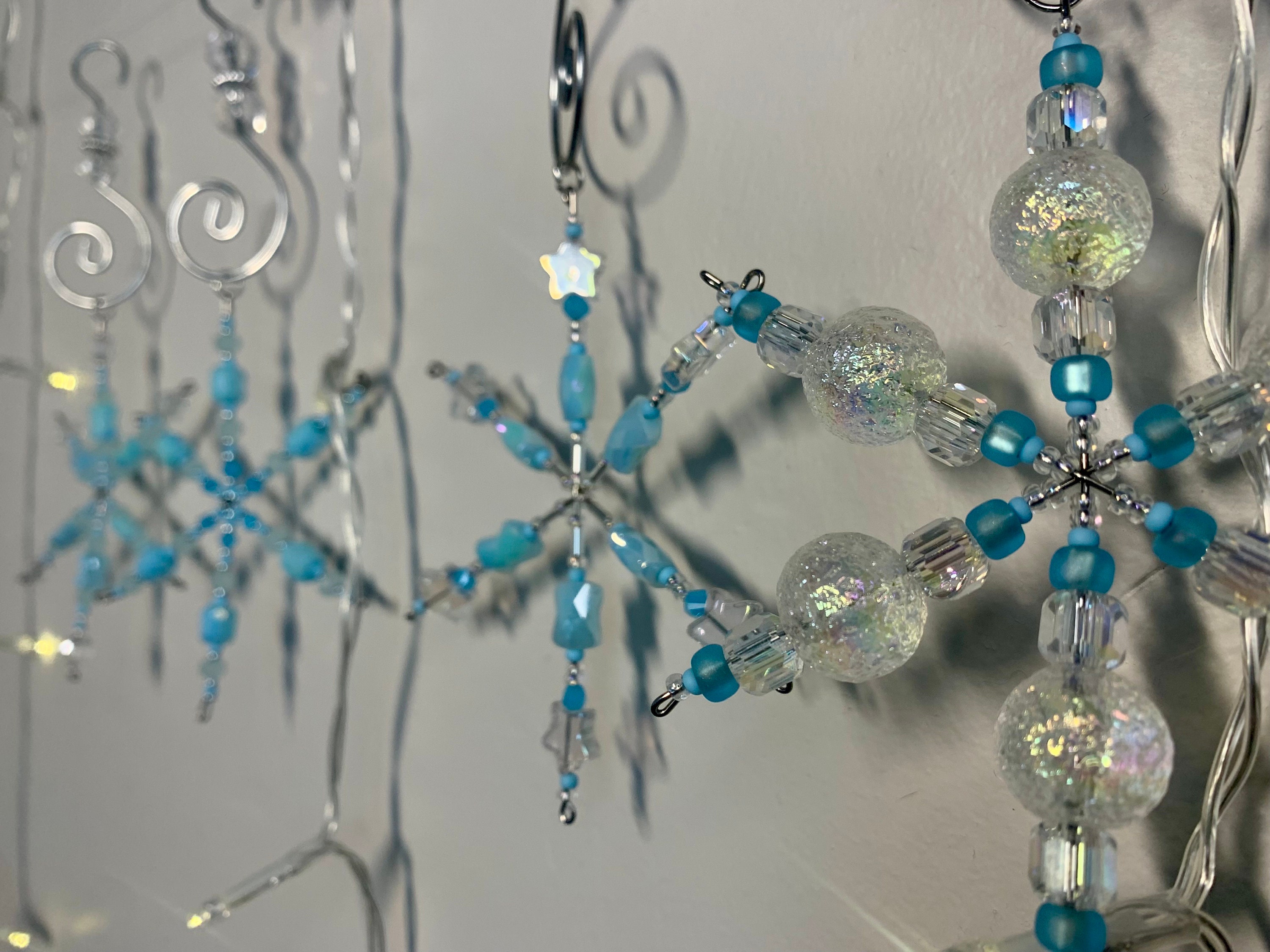 Light Blue and White Crystal Snowflake Set of 4 - Etsy