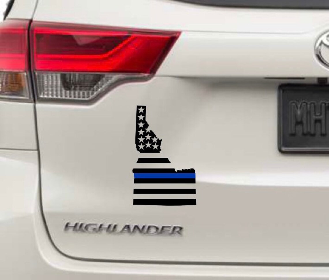 Idaho State American Flag Thin Blue Line Car Decal Support - Etsy