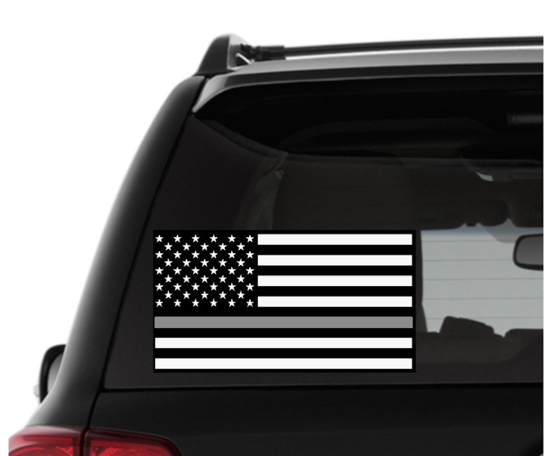 Correctional Officer Thin Silver Line American Flag Vinyl Car Decal ...