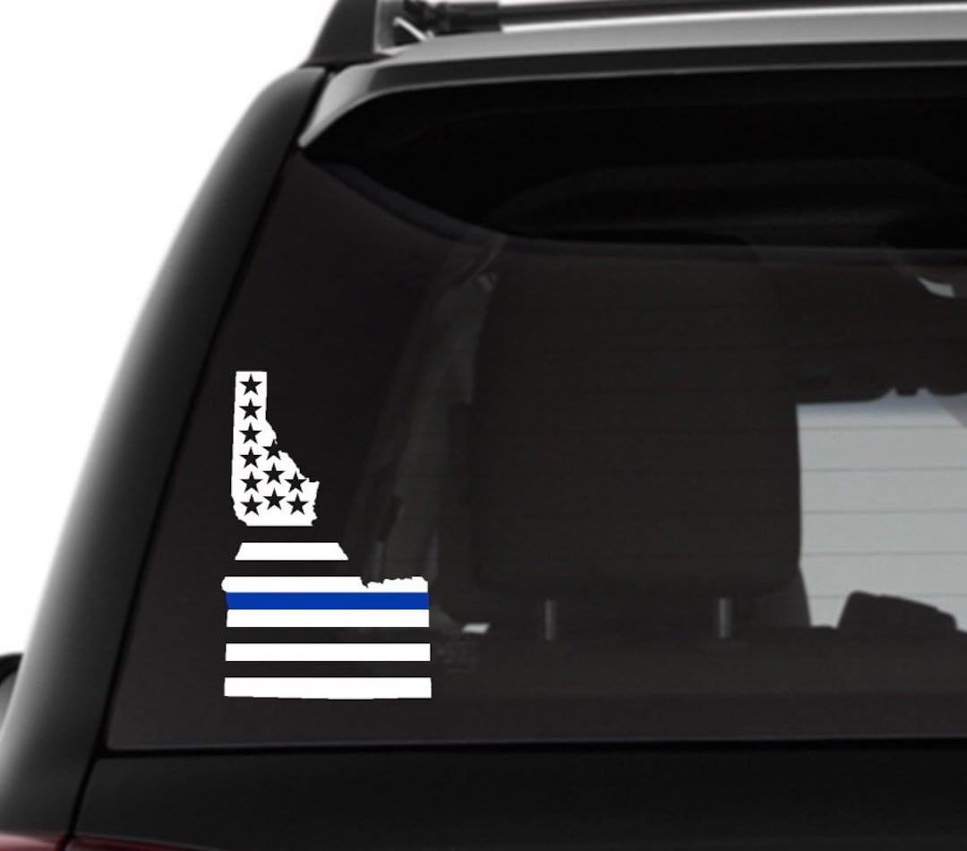 Idaho State Thin Blue Line Car Decal American Flag Vinyl Bumper Sticker ...