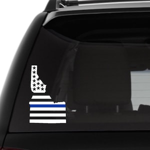 Idaho State American Flag - Thin Blue Line Car Decal - Support Law ...