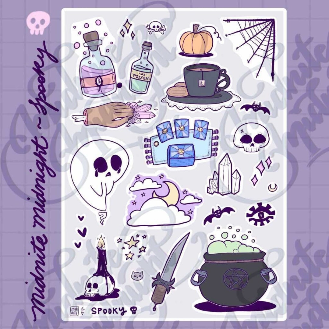 Pastel Goth Spooky Stickers: Tiny Bujo Stickers (digital Download) - Etsy