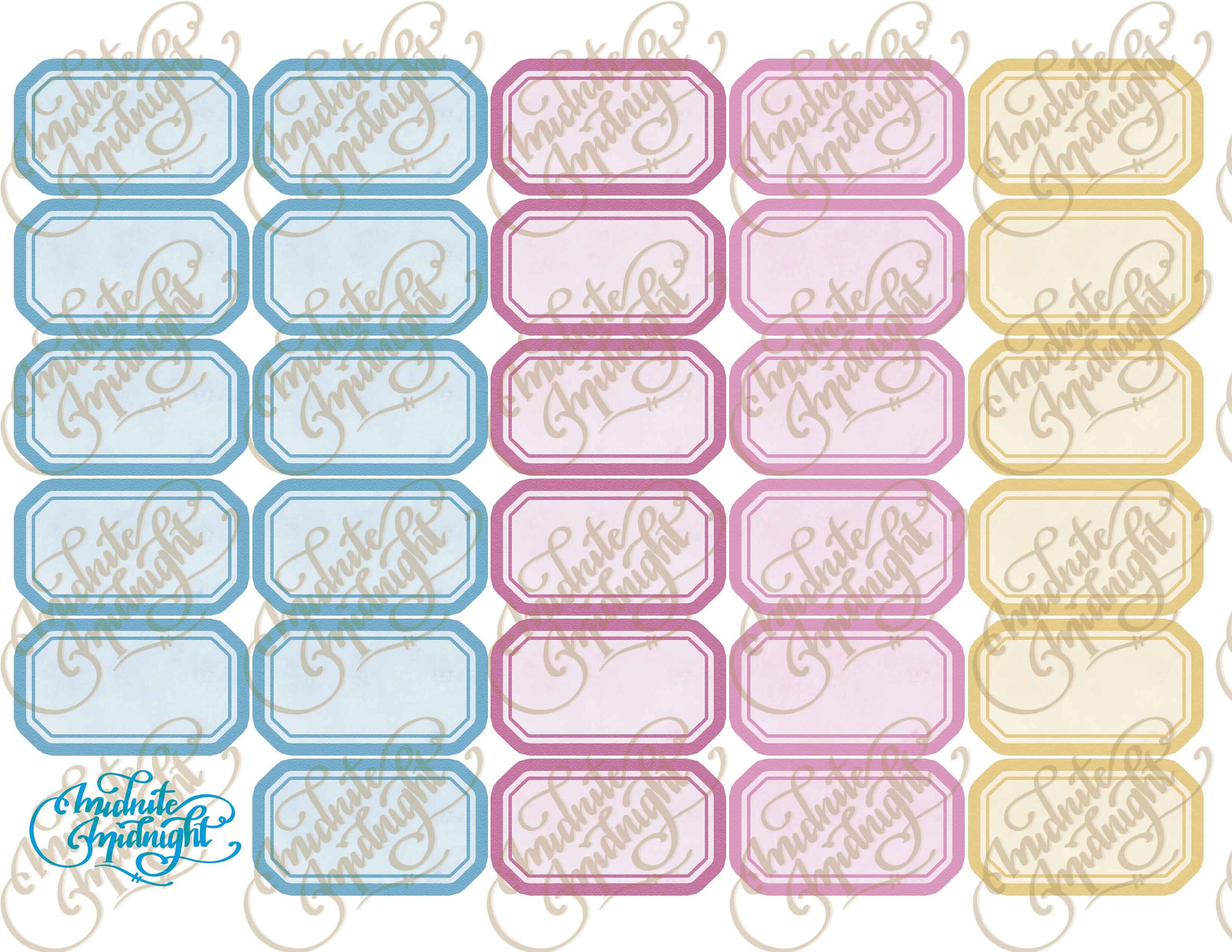 Pastel Color Labels Digital Printable, Stickers - Etsy